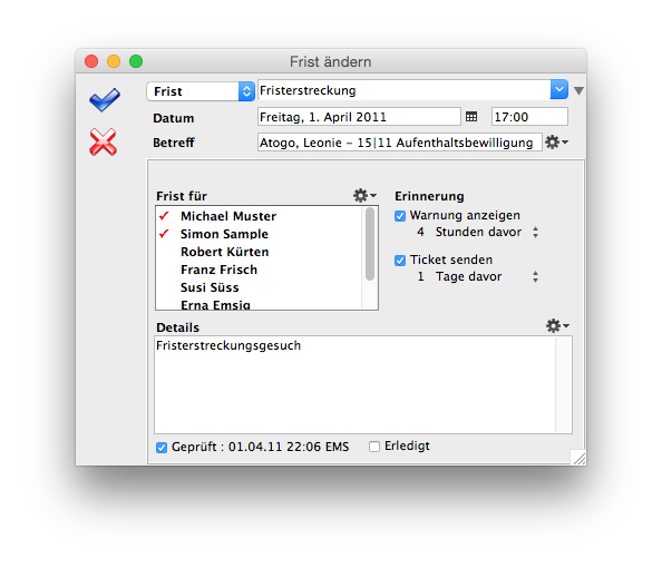 Fristen – timesensor OFFICE