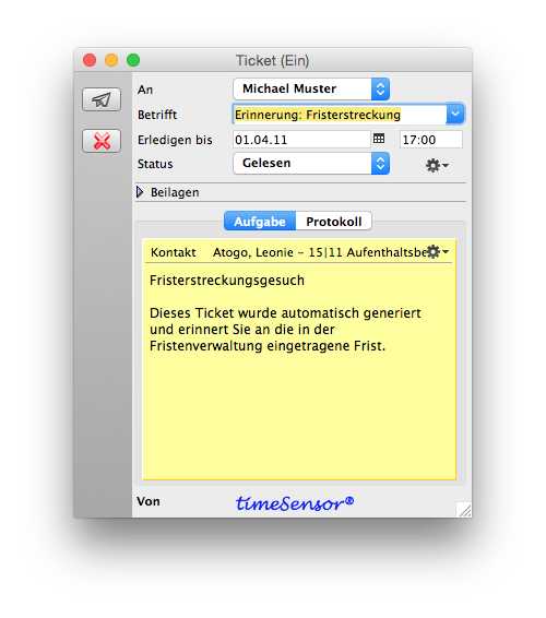 Fristen – timesensor OFFICE