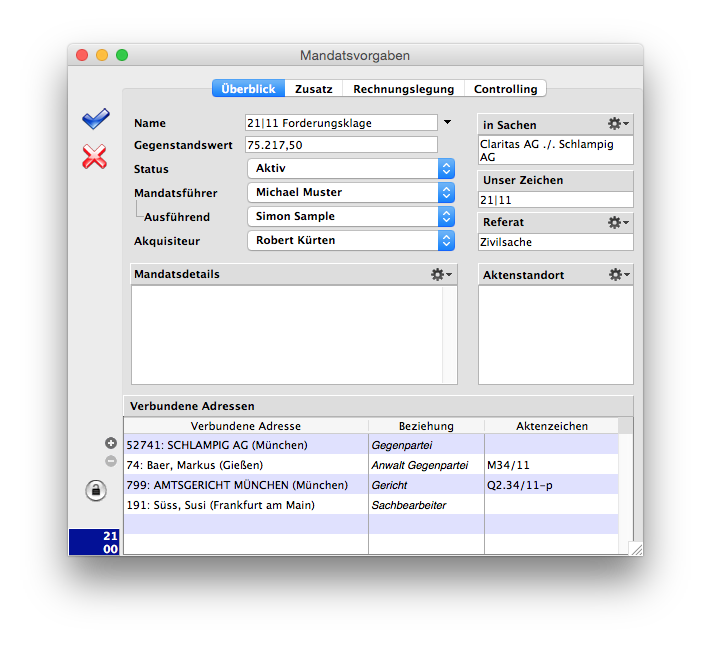 Case management – timesensor OFFICE